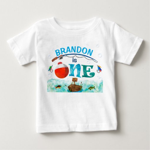 Fishing themed O-fish-ally 1st birthday Baby T-Shirt | Zazzle