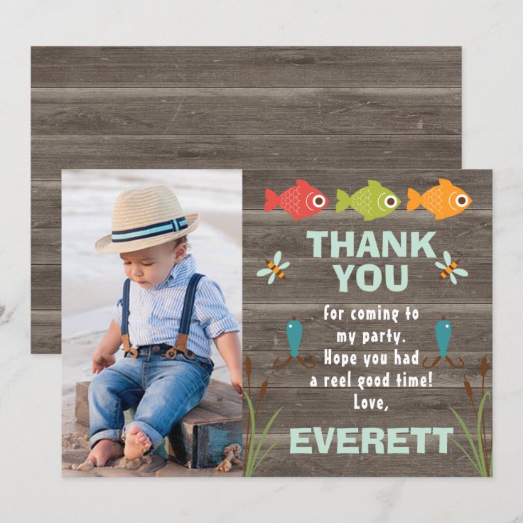 Fishing themed photo thank you card | Zazzle