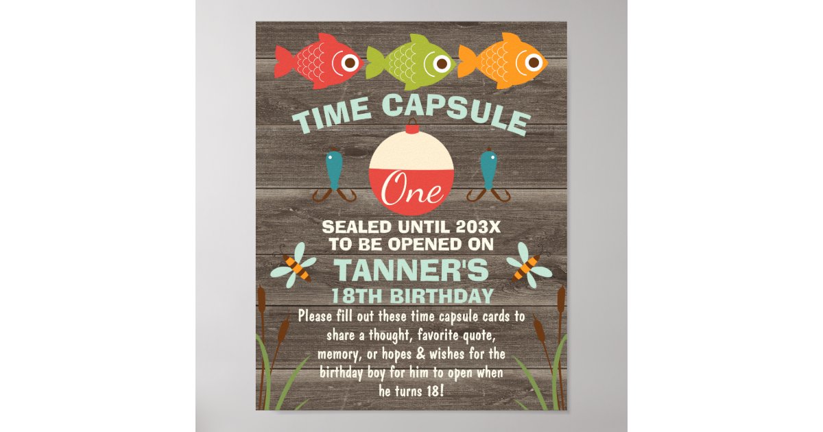 Fishing Themed Time Capsule Sign 8x10 inch | Zazzle