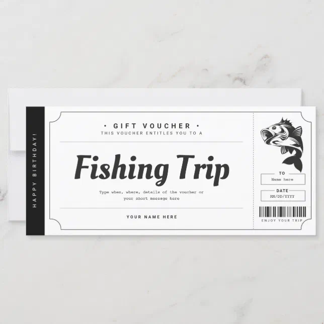 Fishing Trip Gift Ticket Voucher Certificate | Zazzle