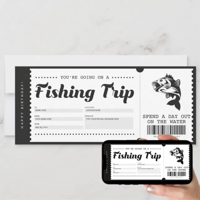 Fishing Trip Gift Ticket Voucher Certificate Invitation | Zazzle