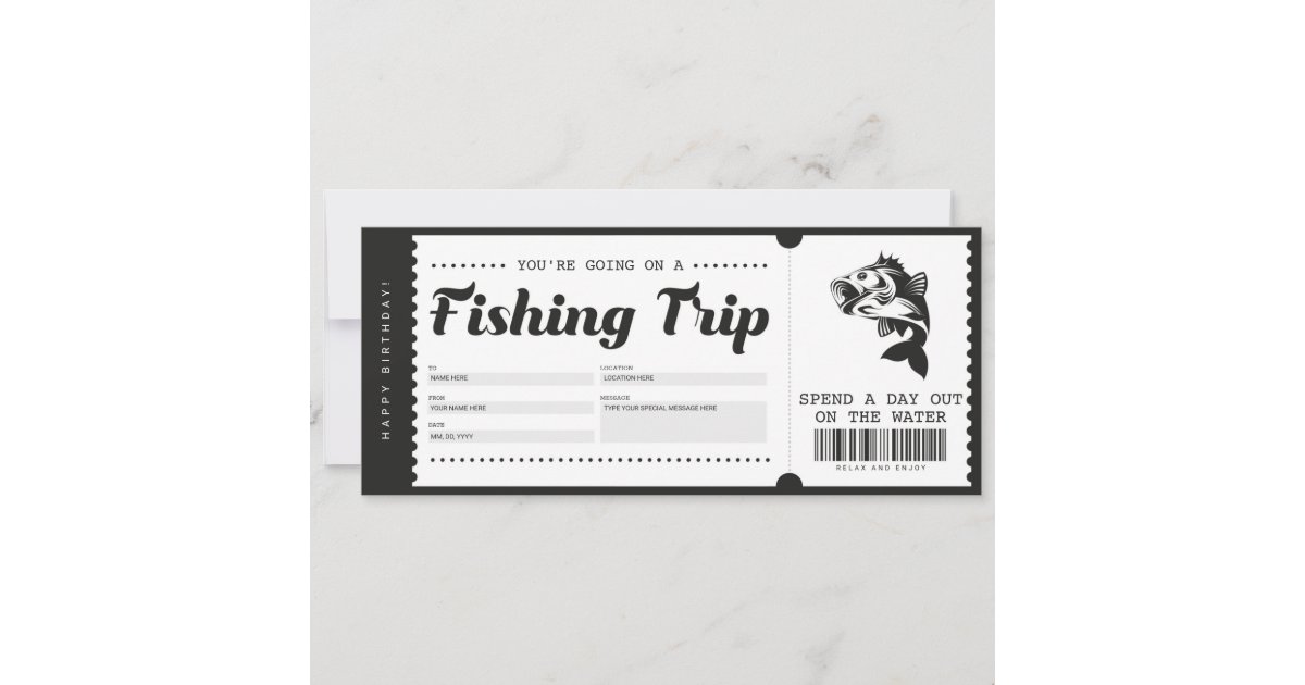 Fishing Trip Gift Ticket Voucher Certificate Invitation | Zazzle