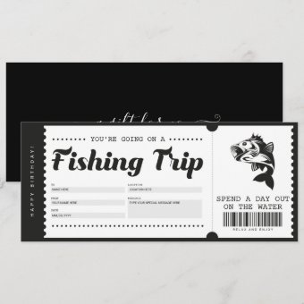 Fishing Trip Gift Ticket Voucher Certificate Invitation | Zazzle