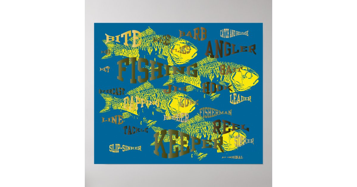 fishing words artwork poster | Zazzle
