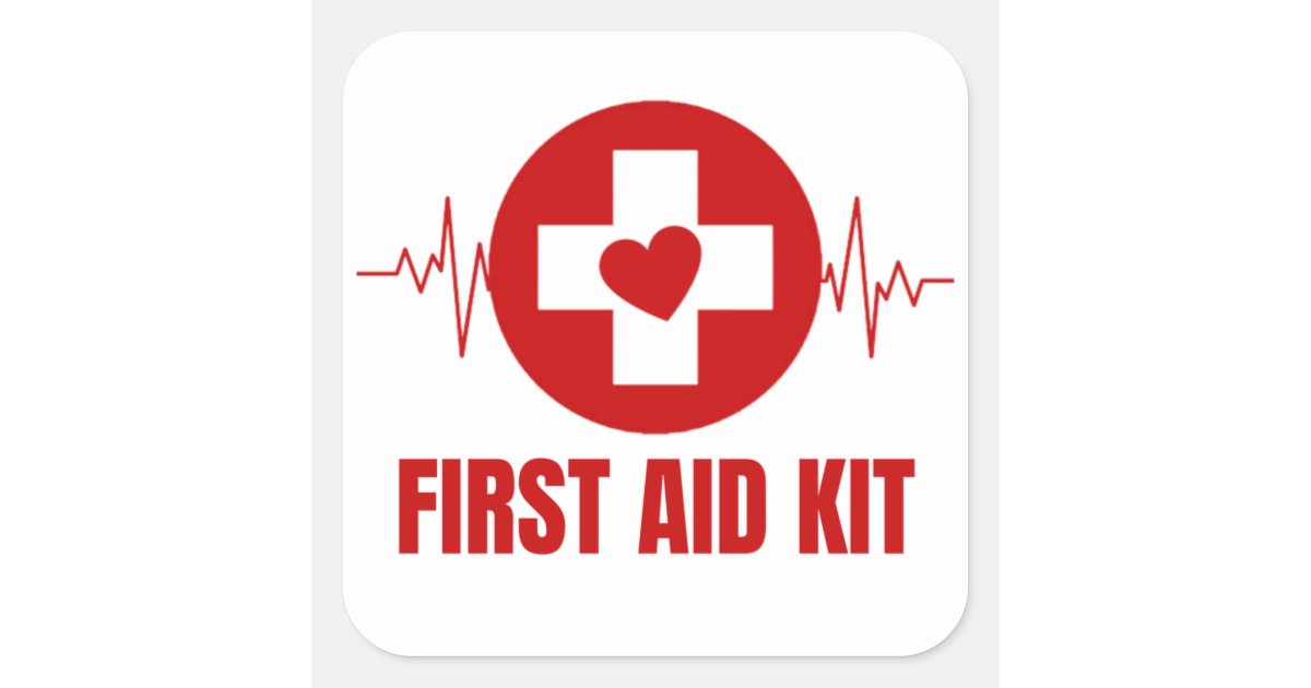 Fist aid kit square sticker | Zazzle