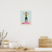 Fit Girl Working Out Lifting Weights Illustration Poster | Zazzle