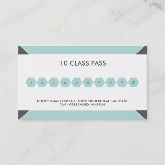 Fitness 10 Class Pass Business Card | Zazzle