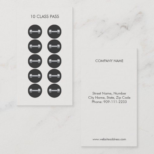 Fitness 10 Class Pass Card | Zazzle