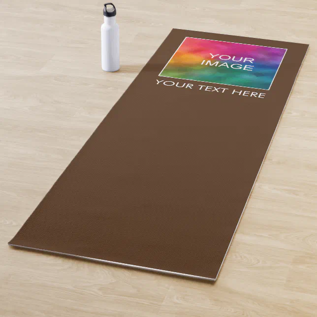 Fitness Add Your Text Photo Here Template Brown Yoga Mat | Zazzle