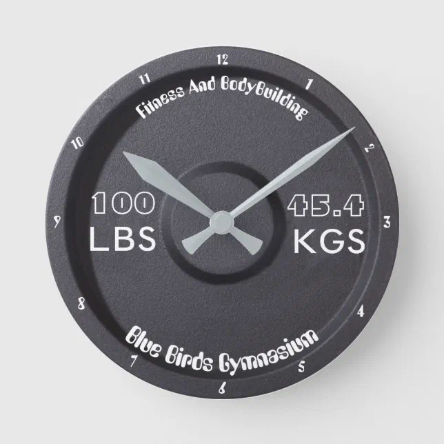 Fitness And Bodybuilding Gymnasium 100LBS/45.4KGS Round Clock | Zazzle