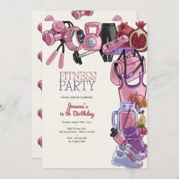 Fitness birthday party invitation | Zazzle