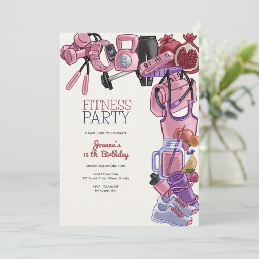 Fitness birthday party invitation | Zazzle
