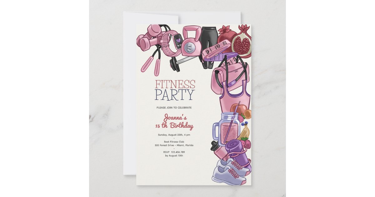 Fitness birthday party invitation | Zazzle