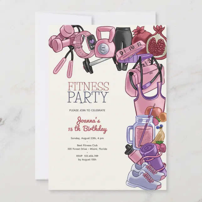 Fitness birthday party invitation | Zazzle