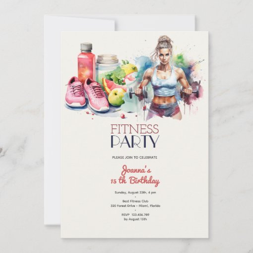 Fitness birthday party invitation | Zazzle