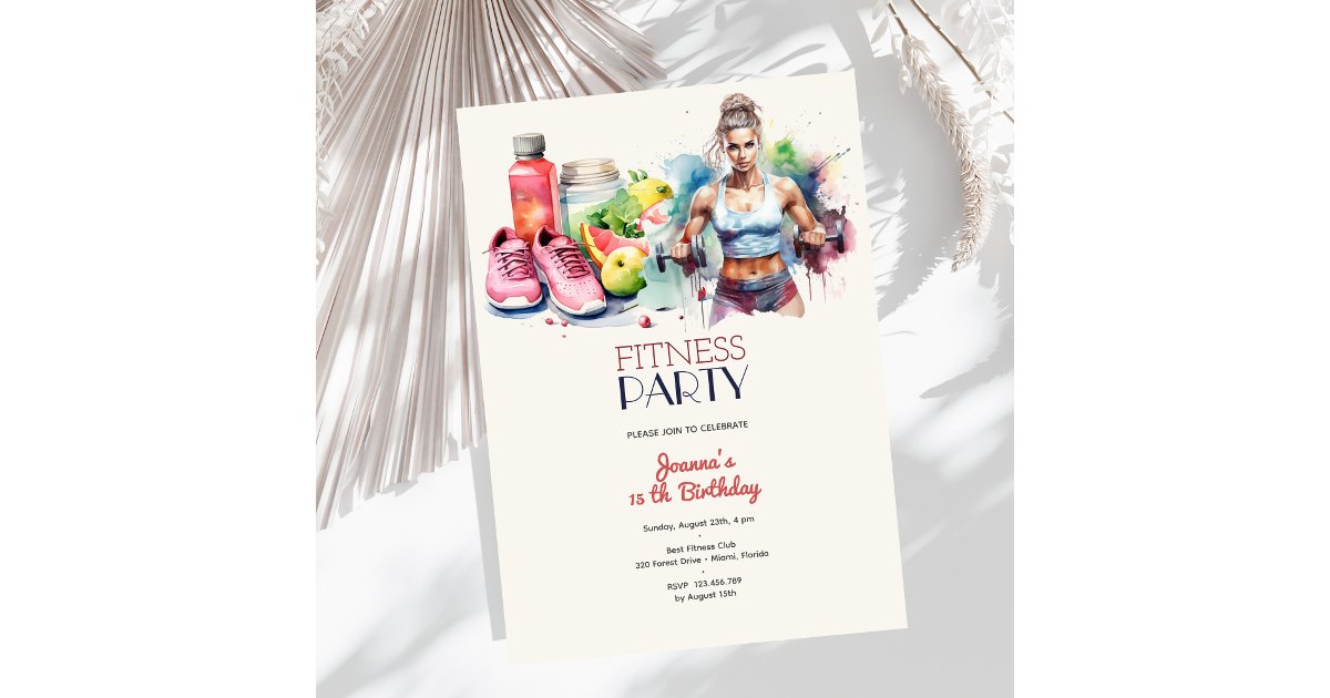 Fitness birthday party invitation | Zazzle