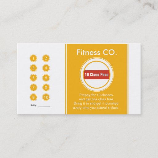 Fitness Business Card 10 Class Pass Template
