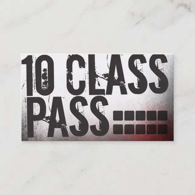 Fitness Class Business Card 10 Class Pass Card | Zazzle