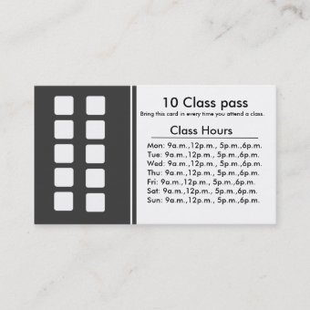 Fitness Class business card 10 class pass card | Zazzle