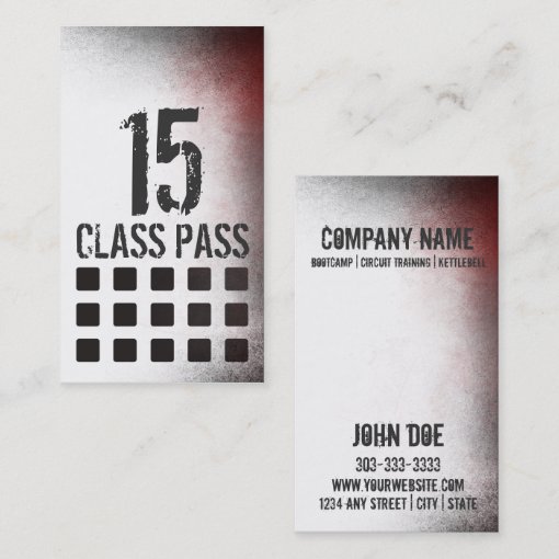 Fitness Class Business Card 15 Class Pass Card | Zazzle