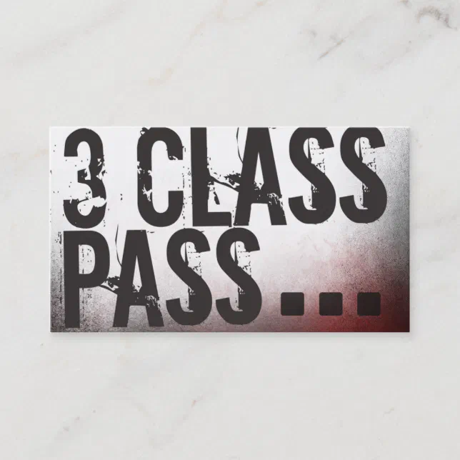 Fitness Class Business Card 3 Class Pass Card | Zazzle