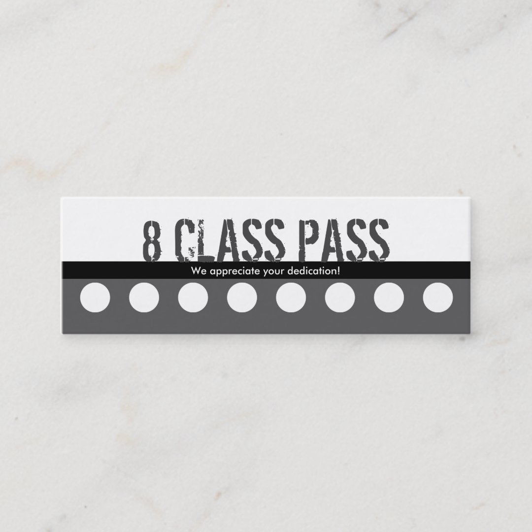 Fitness Class Business Card 8 Class Pass Card | Zazzle