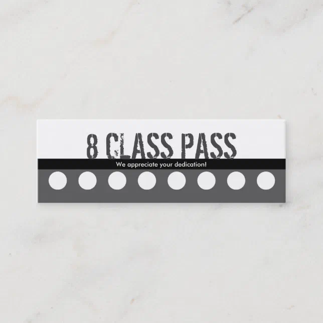 Fitness Class Business Card 8 Class Pass Card | Zazzle