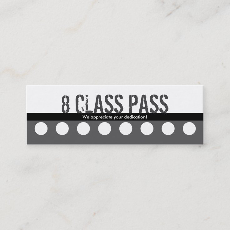 Fitness Class Business Card 8 Class Pass Card | Zazzle
