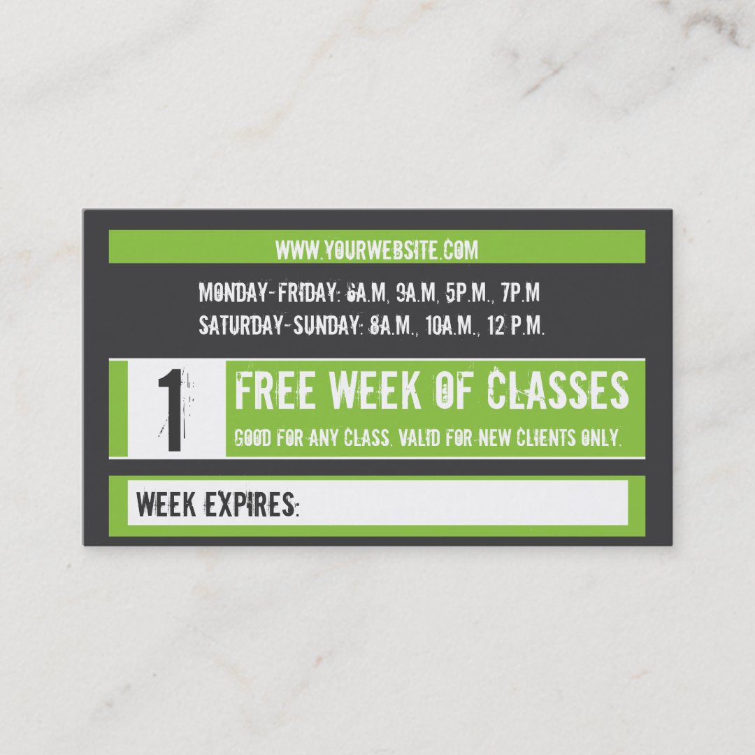 Fitness Class Business Card Free Week Card | Zazzle