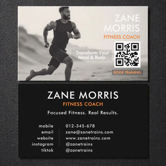 Fitness Coach QR Code Business Card | Zazzle