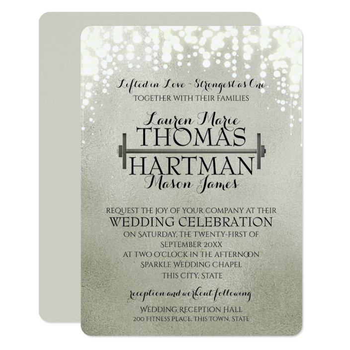 Fitness Curl Bar Sparkle Wedding Invitation | Zazzle.com