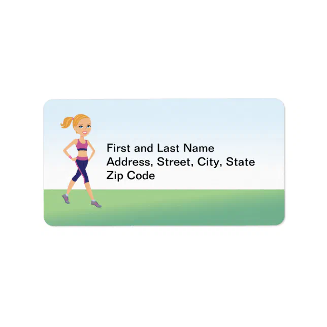 Fitness Girl Cartoon Address Label | Zazzle