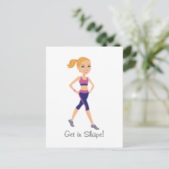 Fitness Girl Cartoon Postcard | Zazzle