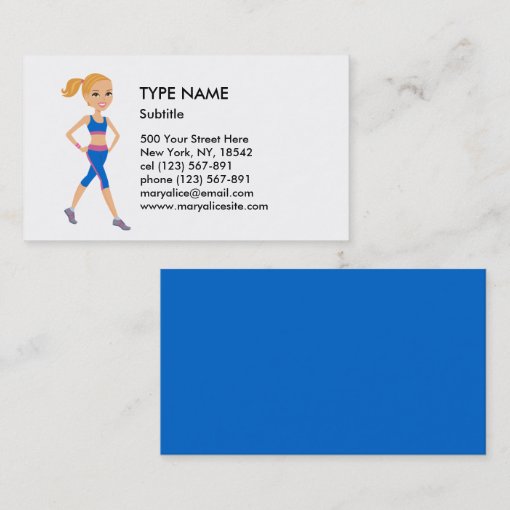 Fitness Girl Cartoon Style 2 Business Card | Zazzle