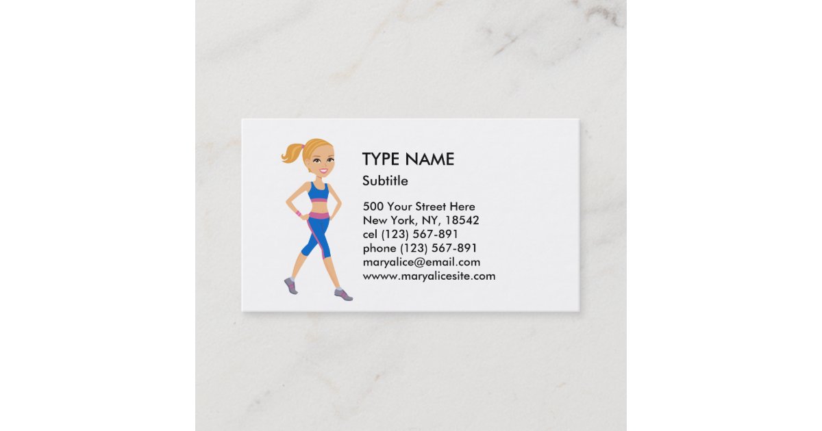 Fitness Girl Cartoon Style 2 Business Card | Zazzle