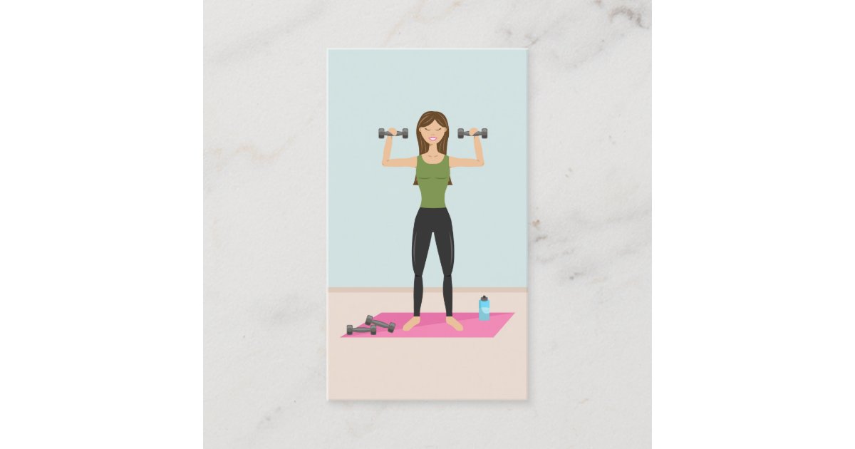 Fitness Girl Illustration Personal Trainer Business Card | Zazzle