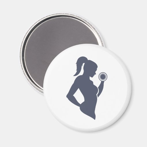 Fitness girl lifting dumbbell magnet | Zazzle