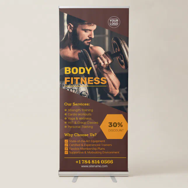 Fitness Gym Club Vertical Retractable Banner | Zazzle
