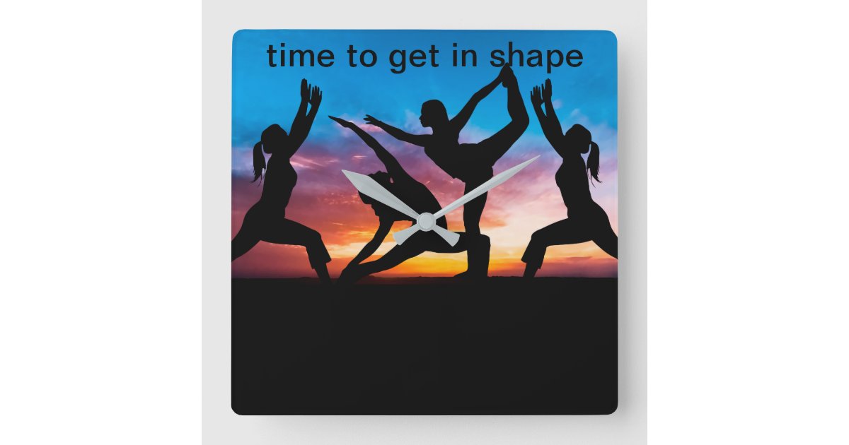 Fitness Health Theme Square Wall Clock | Zazzle