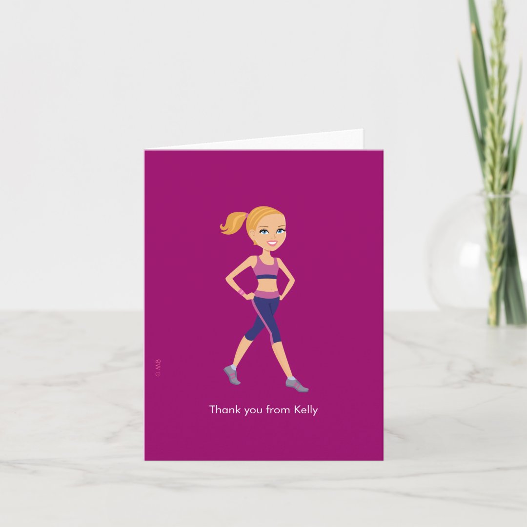Fitness Instructor Girl Thank you Card | Zazzle