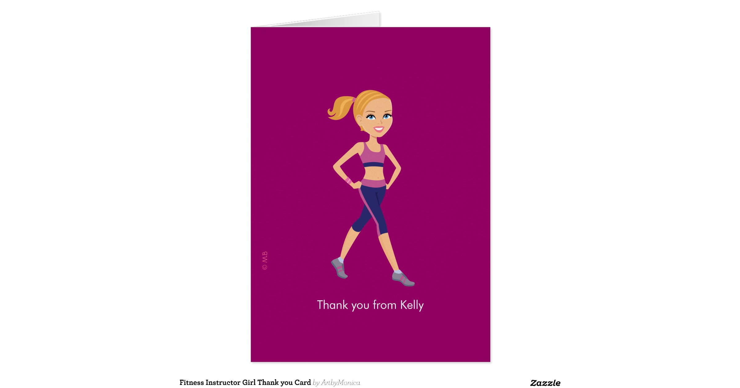 fitness_instructor_girl_thank_you_card ...