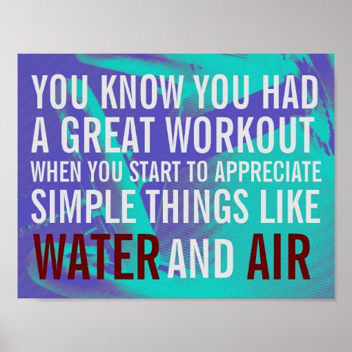 Fitness motivation text blue background poster | Zazzle