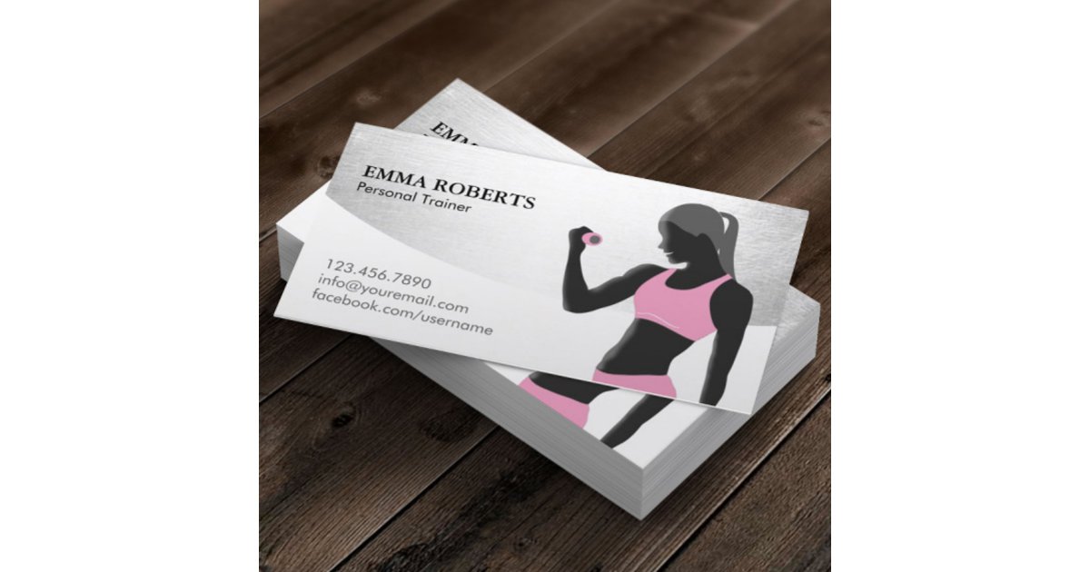 Fitness Personal Trainer Beauty Girl Modern Business Card | Zazzle