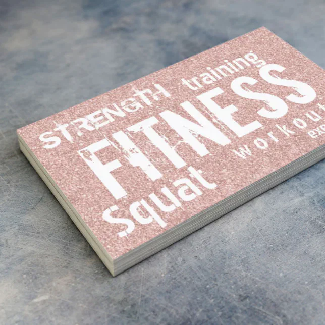 Fitness Personal Trainer Rose Gold Glitter Business Card | Zazzle