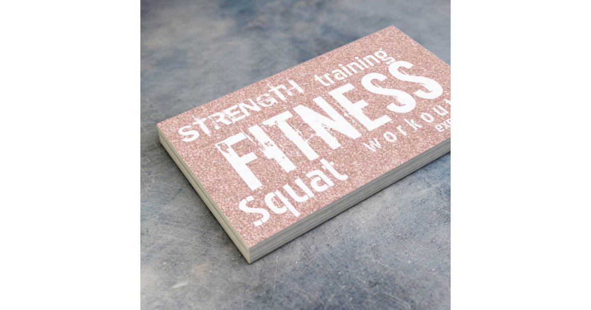 Fitness Personal Trainer Rose Gold Glitter Business Card | Zazzle