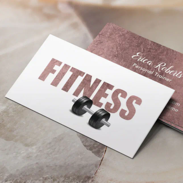 Fitness Personal Trainer Rose Gold Typography Business Card | Zazzle