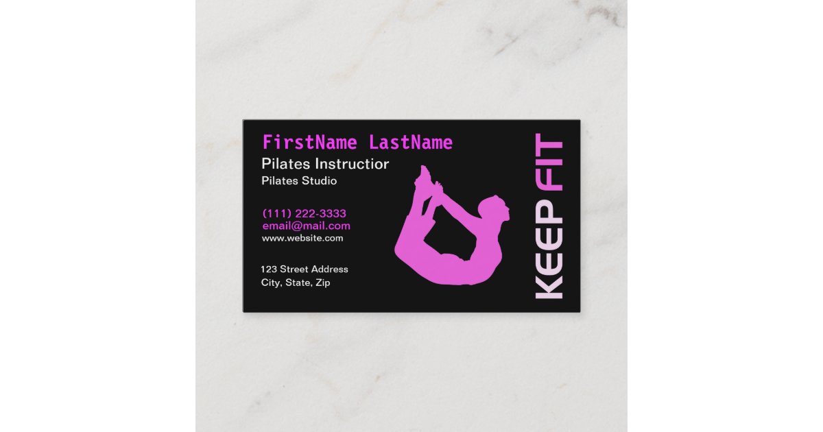 Fitness Pilates Instructor Business Card | Zazzle