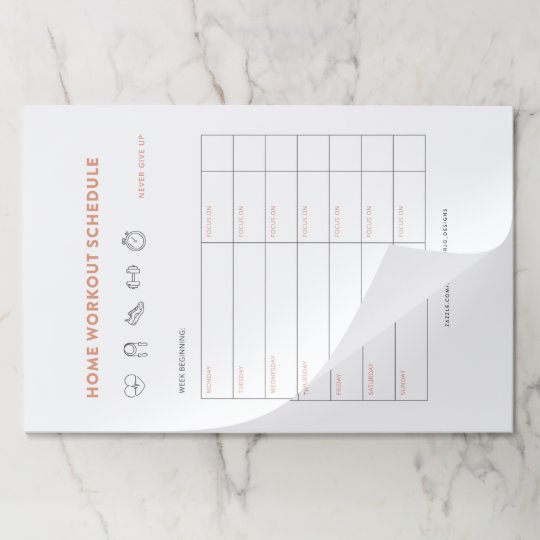 Fitness Planner Home Workout Exercise Tracker Paper Pad | Zazzle.com