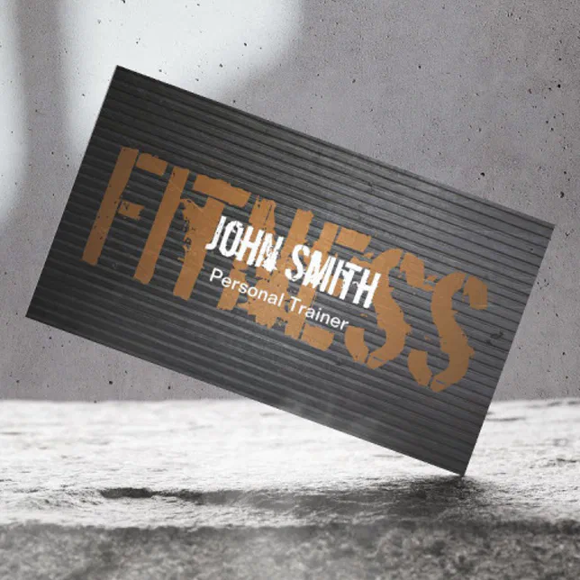 Fitness Professional Grunge Metal Personal Trainer Business Card | Zazzle
