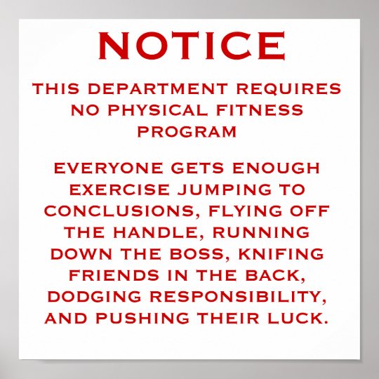 Fitness Program Notice Poster | Zazzle.com